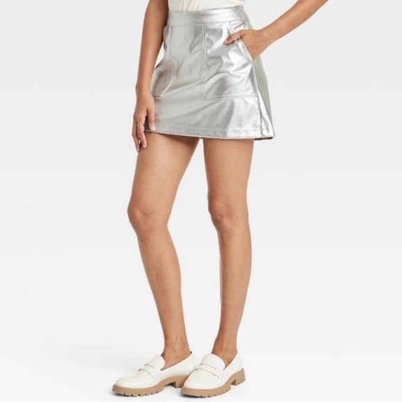 a new day | Skirts | Metallic Silver Mini Skirt | Poshmark